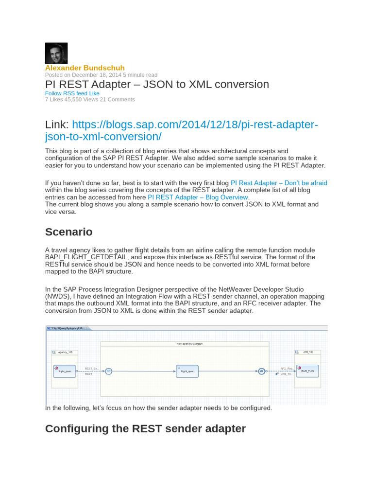 PI REST Adapter - JSON To XML Conversion | PDF