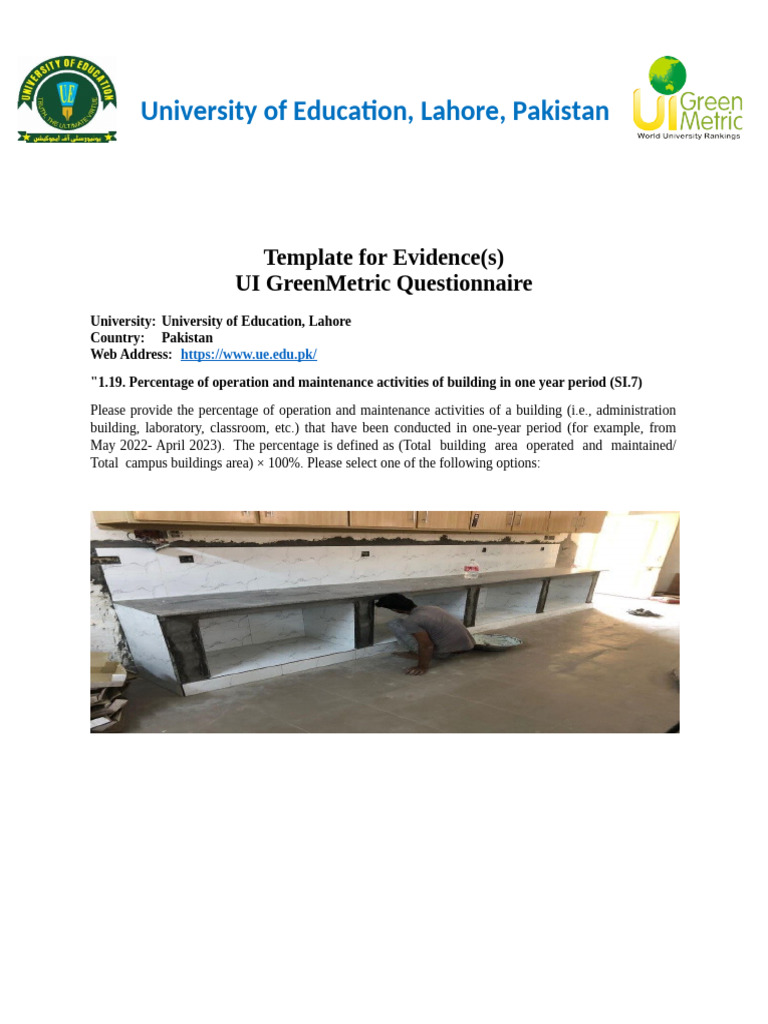 University of Education, Lahore, Pakistan: Template For Evidence (S) Ui ...