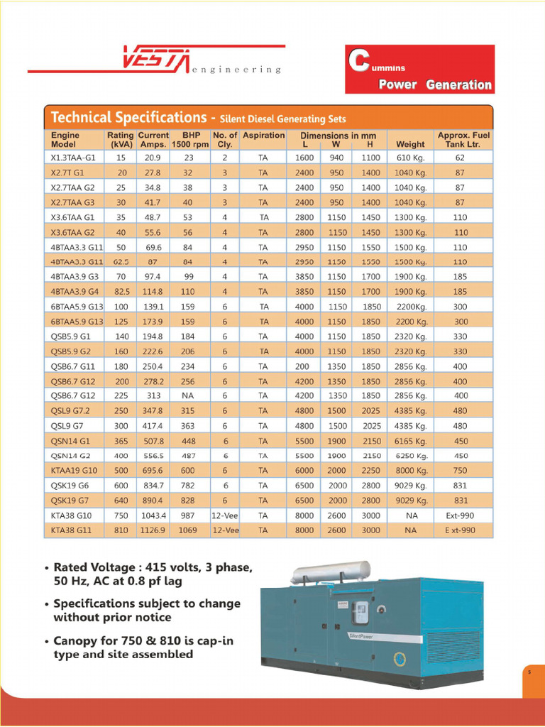 Cummins Diesel Power Generators | PDF