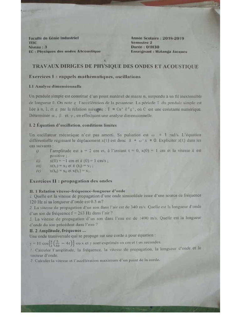 TD Physique Des Ondes | PDF