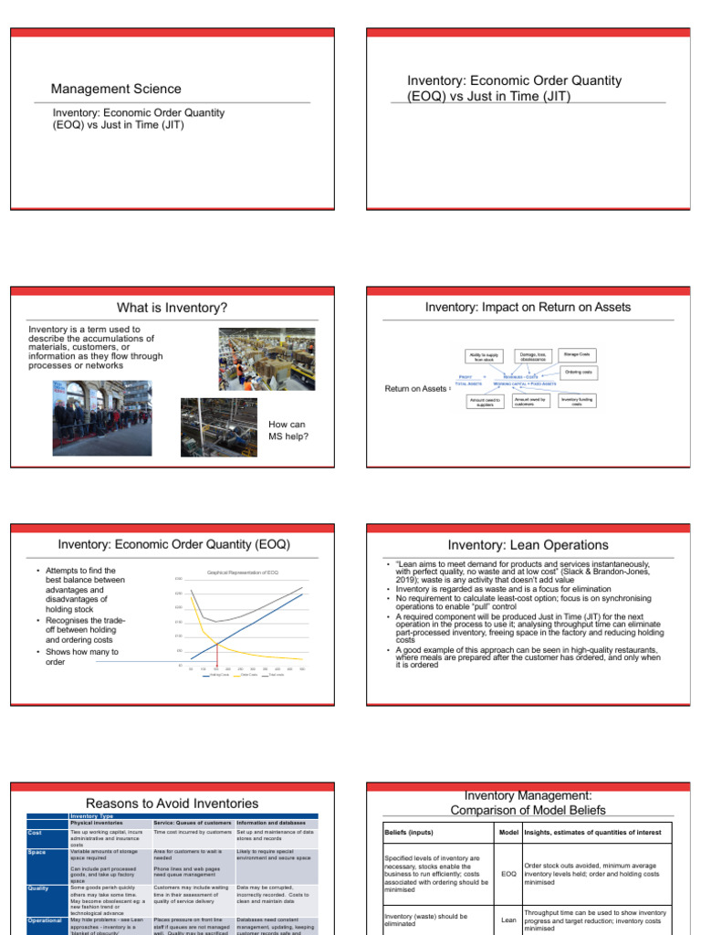 Core Management Concepts Unit J Lectures | PDF | Inventory | Lean Manufacturing