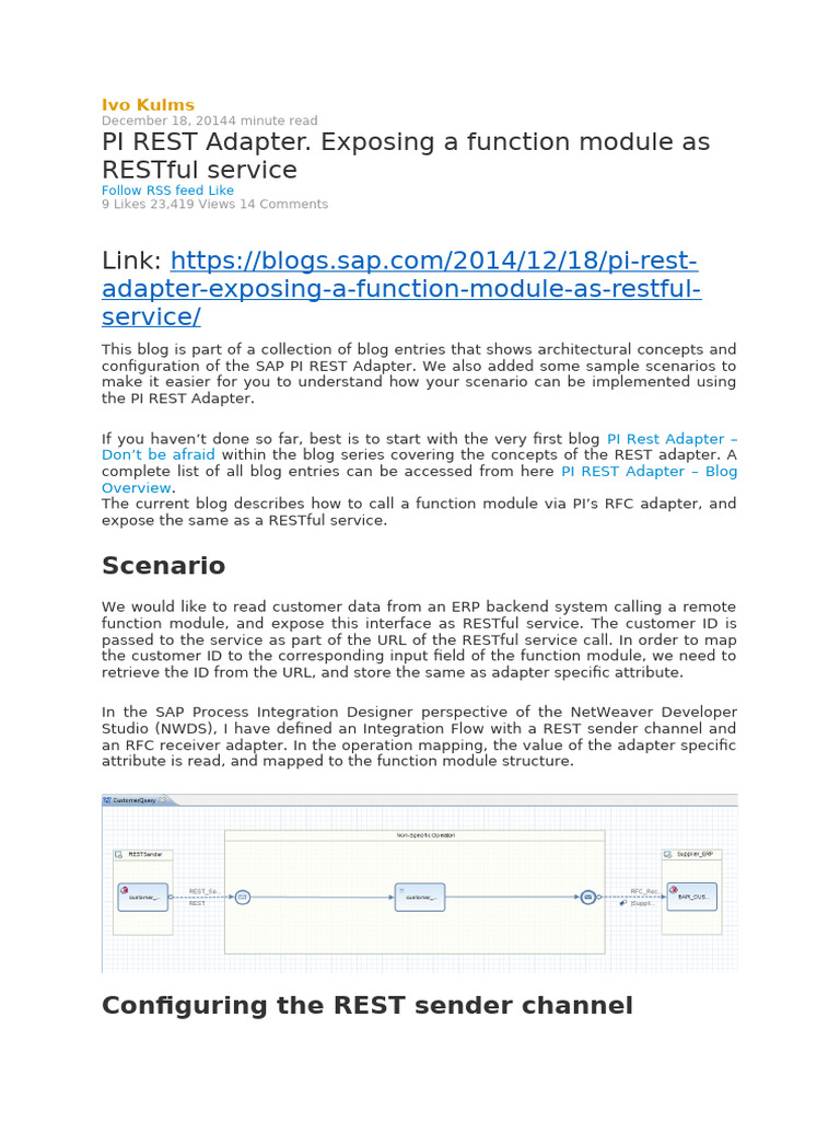PI REST Adapter - Exposing A Function Module As RESTful Service | PDF