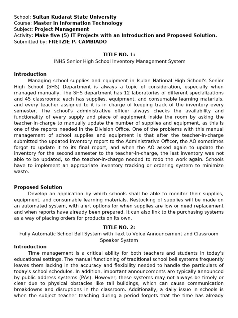 Mit-Project Management Activity 1 - Cambiado, Fretzie P. | PDF