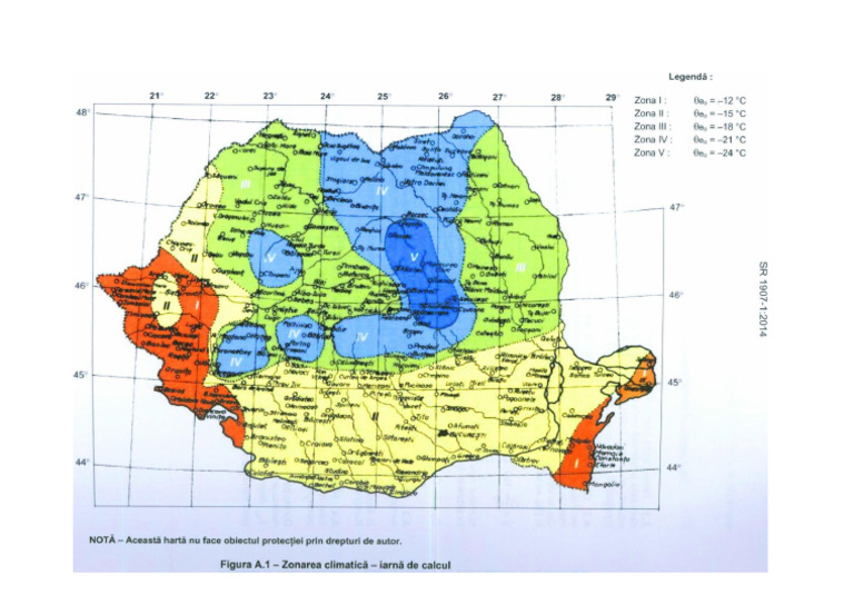 Harta de Zonare Cu Temperaturi Exterioare de Calcul, de Iarna | PDF