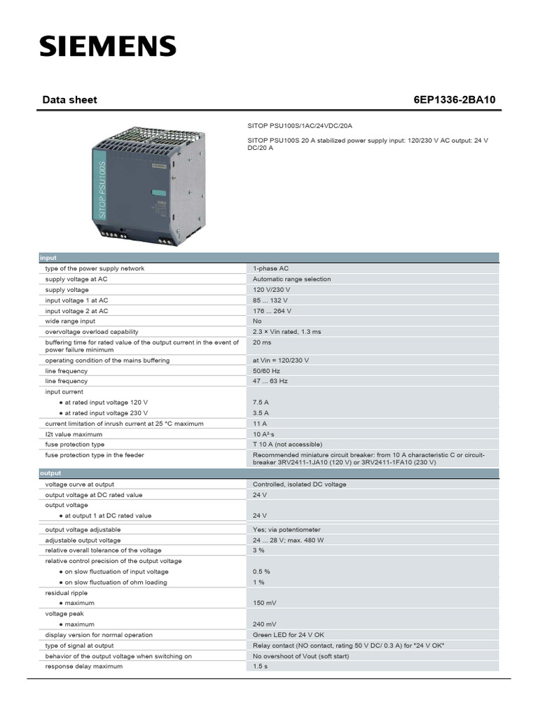 24volt Power Supply - Datasheet | PDF | Power Supply | Alternating Current