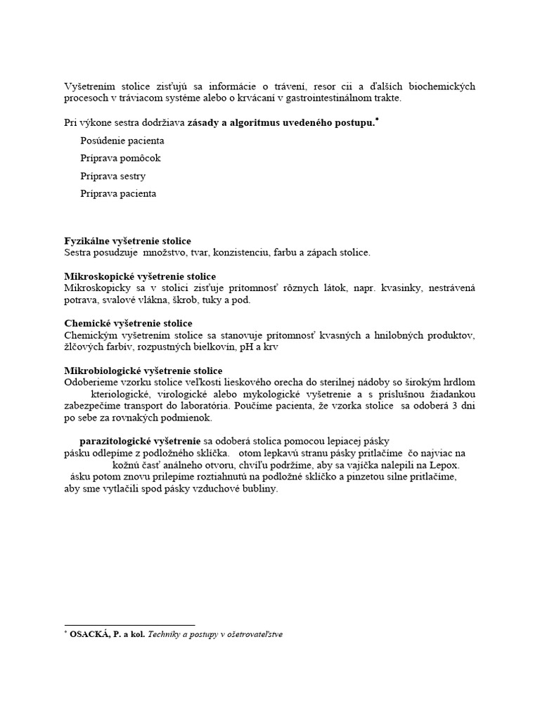 Odber Stolice Text | PDF | Wellness