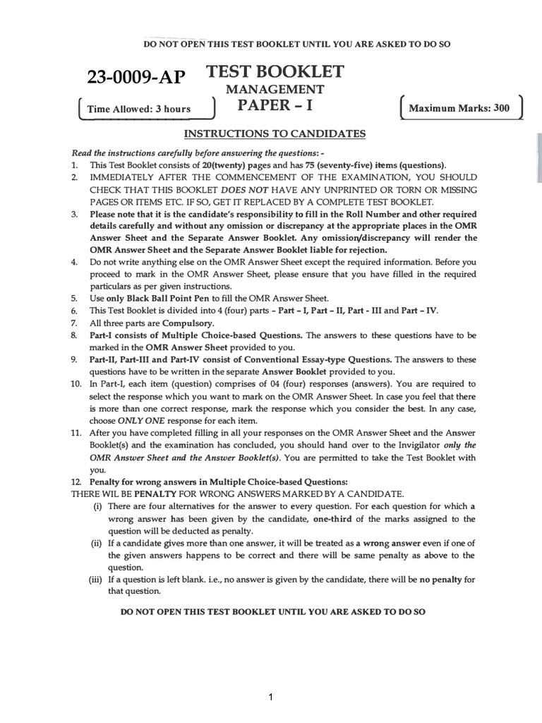 Combine 2022 Management Paper I PDF