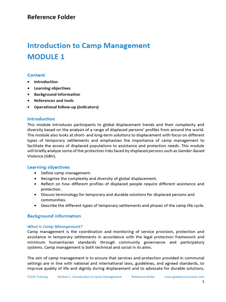 Module 1 - Reference folder-Eng+Arabic | PDF | Internally Displaced Person | Refugee