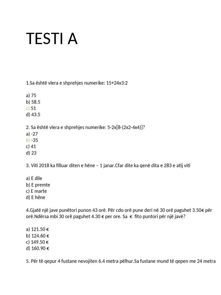 Pyetjet e Testit Te Arritshmeris | PDF