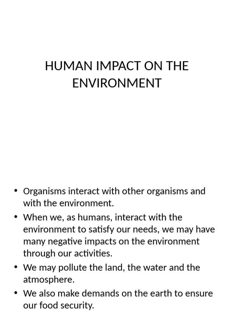 Human Impact On The Environment | PDF