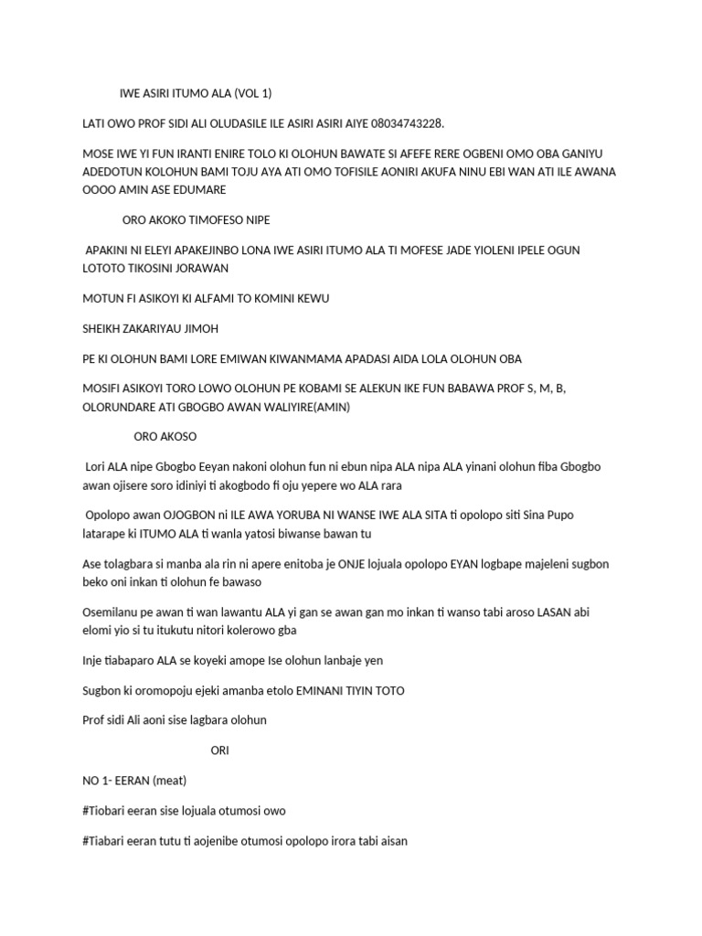 Iwe Asiri Itumo Ala | PDF