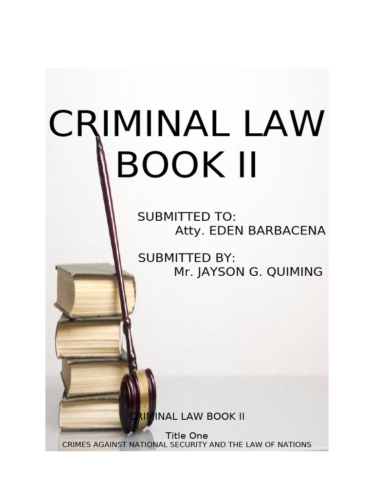 Criminal Law Book Ii | PDF | Treason | Social Science