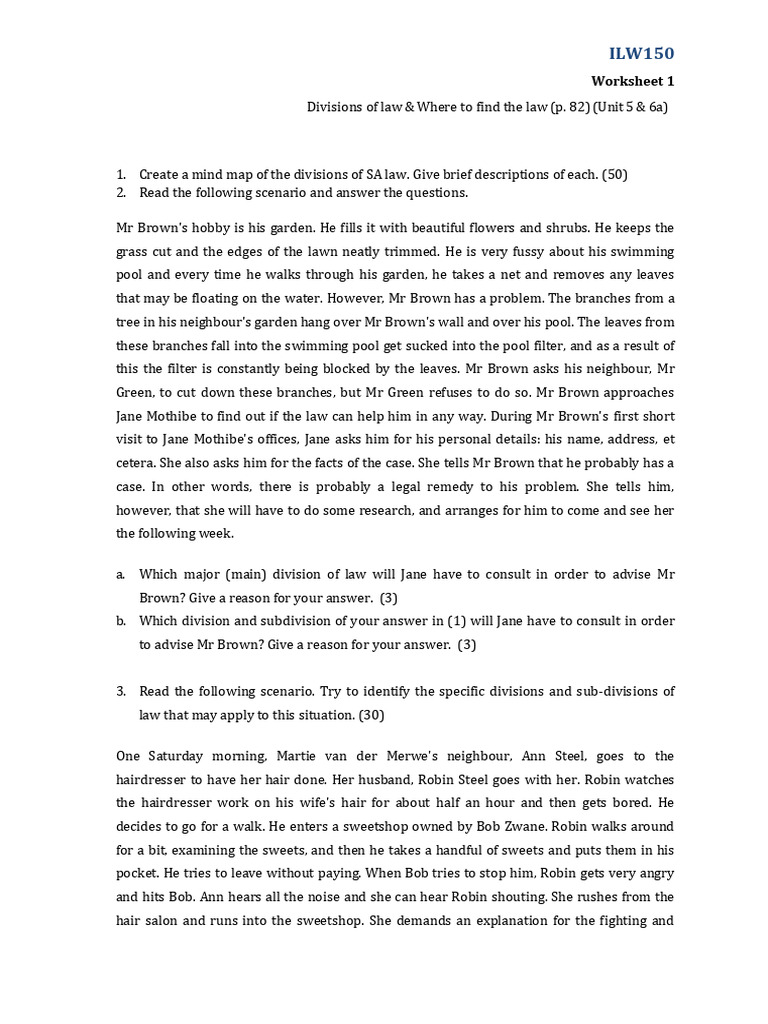 ILW1501-worksheet 1 Unit 5 and 6 | PDF
