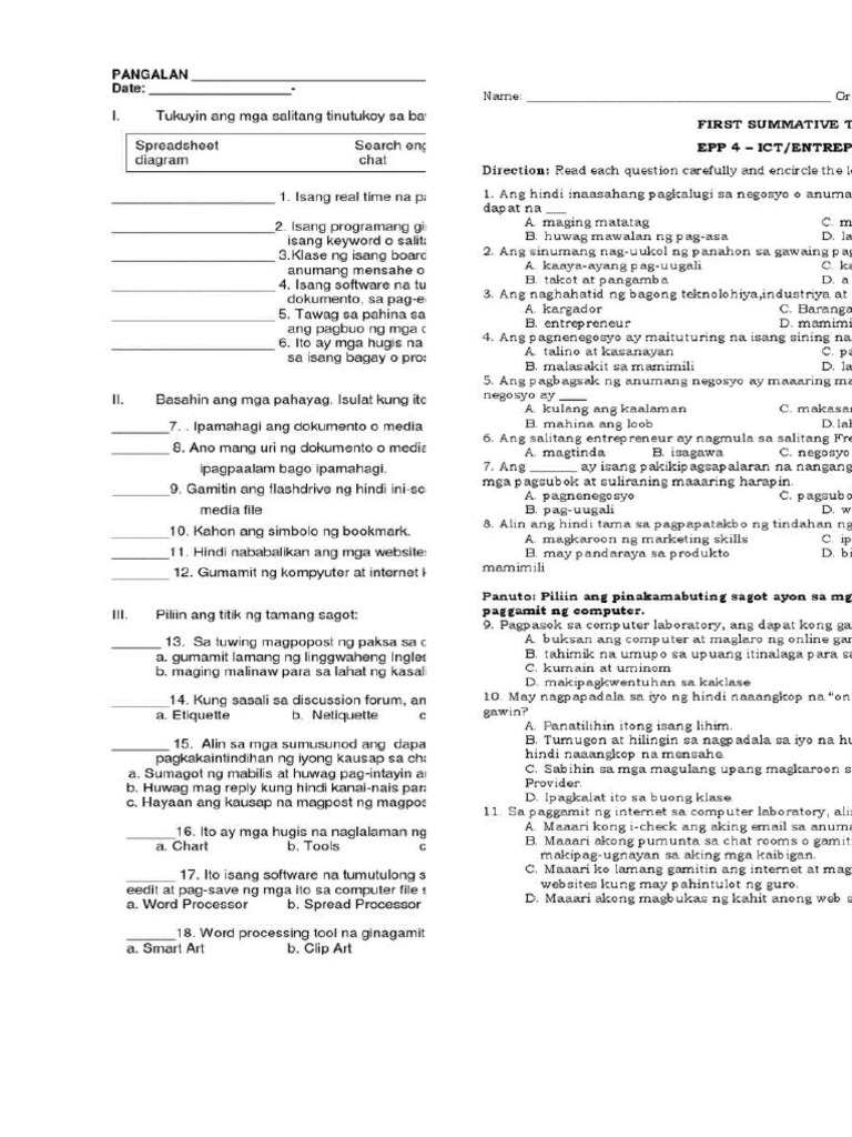 Summative Test | PDF