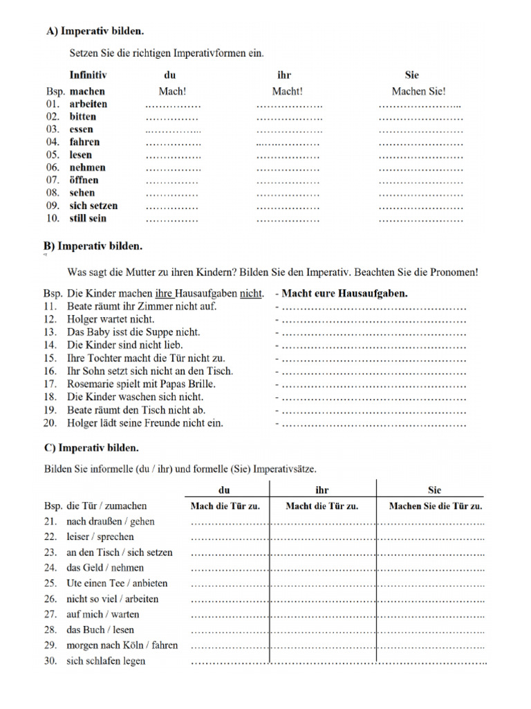 Imperativ Übungen | PDF