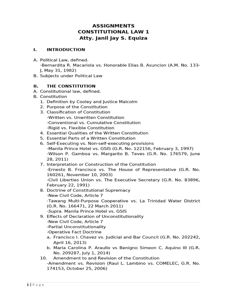 Assignment in Consti 1 Atty. Equiza | PDF