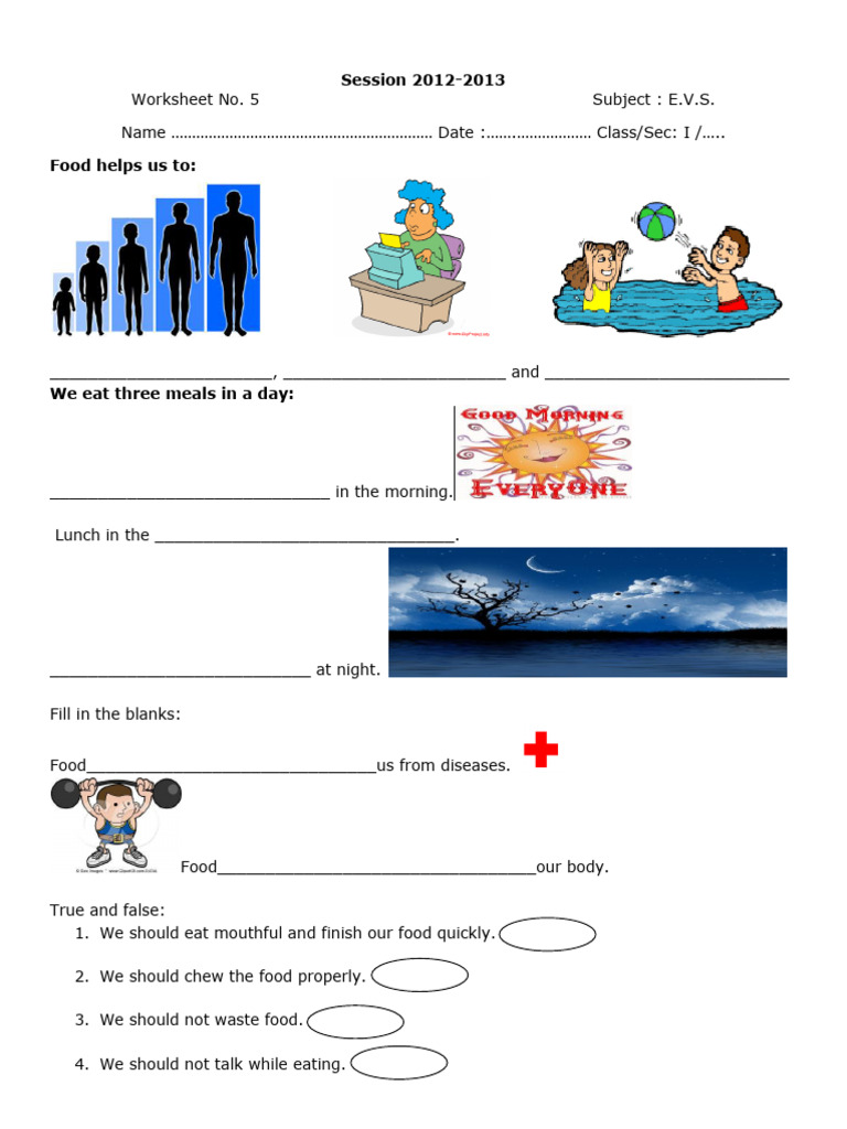 CBSE Class 1 EVS Worksheets | PDF