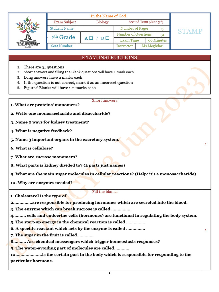 Second Term 9th Grade | PDF