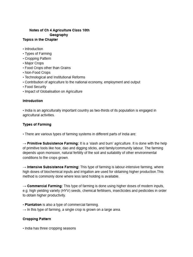 Agriculture notes class 10th (1) | PDF