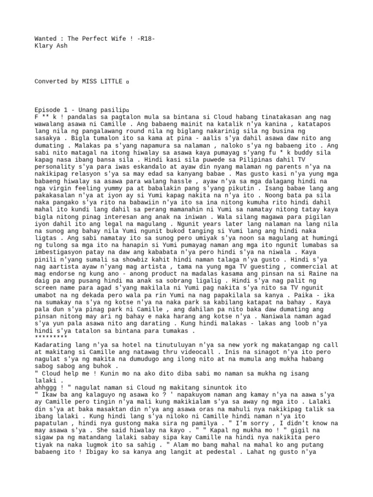 Wanted-The-Perfect-Wife-R18-ByKlary-Ash-CONVERTED-BY-MISS-LITTLE | PDF