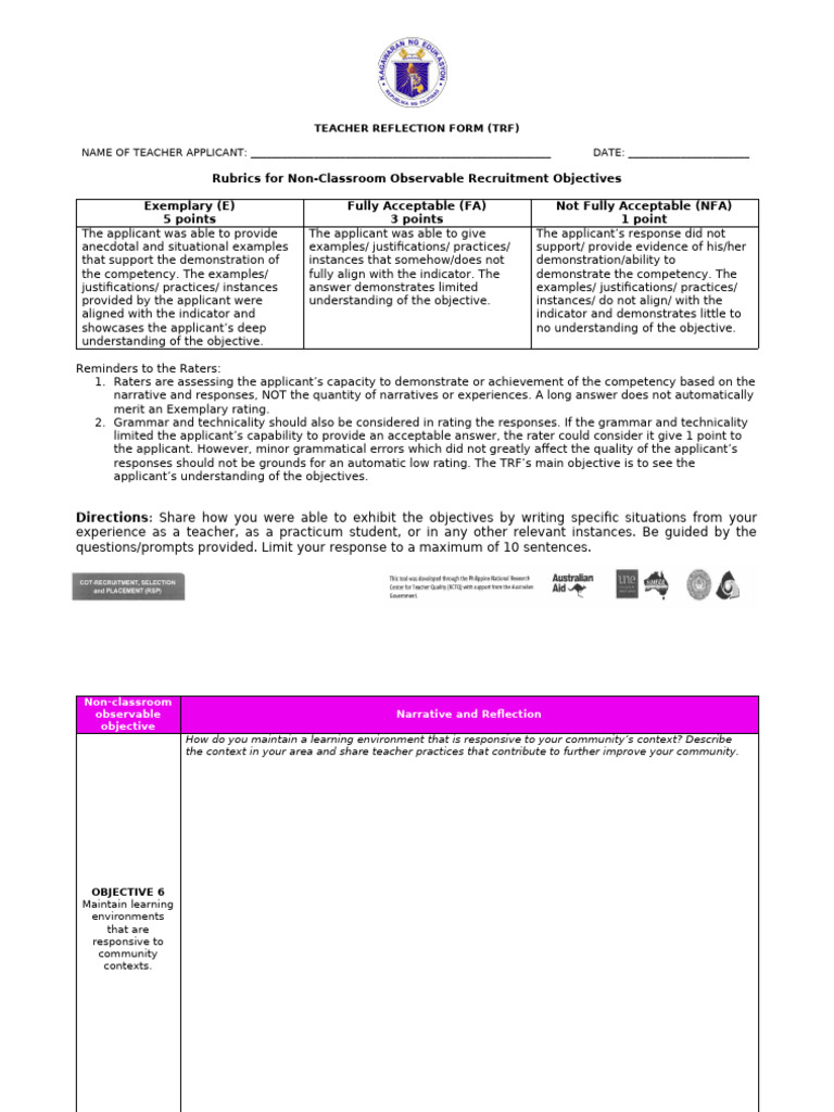 RSA Forms TRF Sheet | PDF