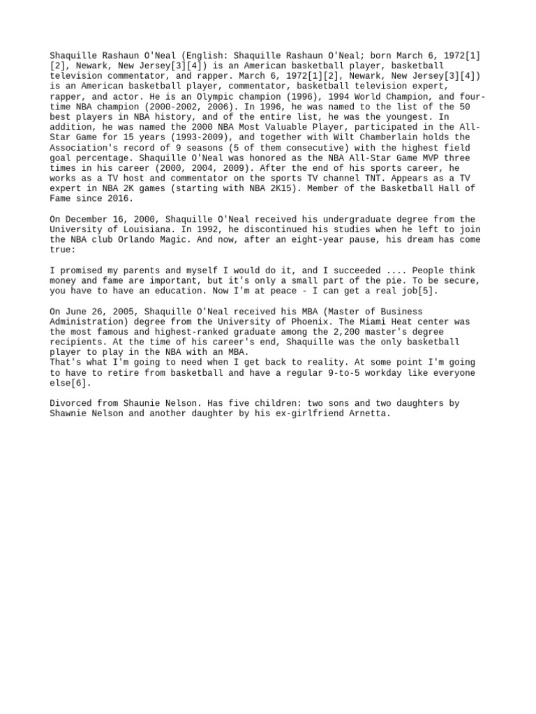 Shaquille Rashaun O'Neal | PDF