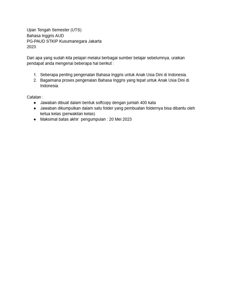 UTS BI AUD (Sabtu) | PDF