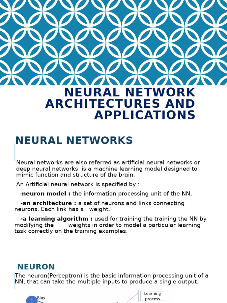 Neural Network Architectures and Applications | PDF
