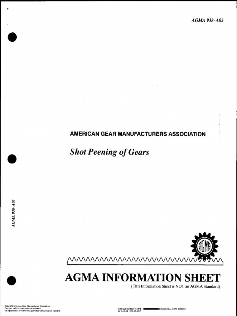 AGMA 938 - 2005 Shot Peening | PDF