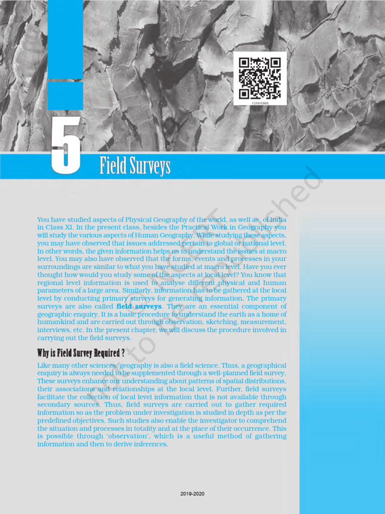 Class12 Geography 5. Field Surveys | PDF