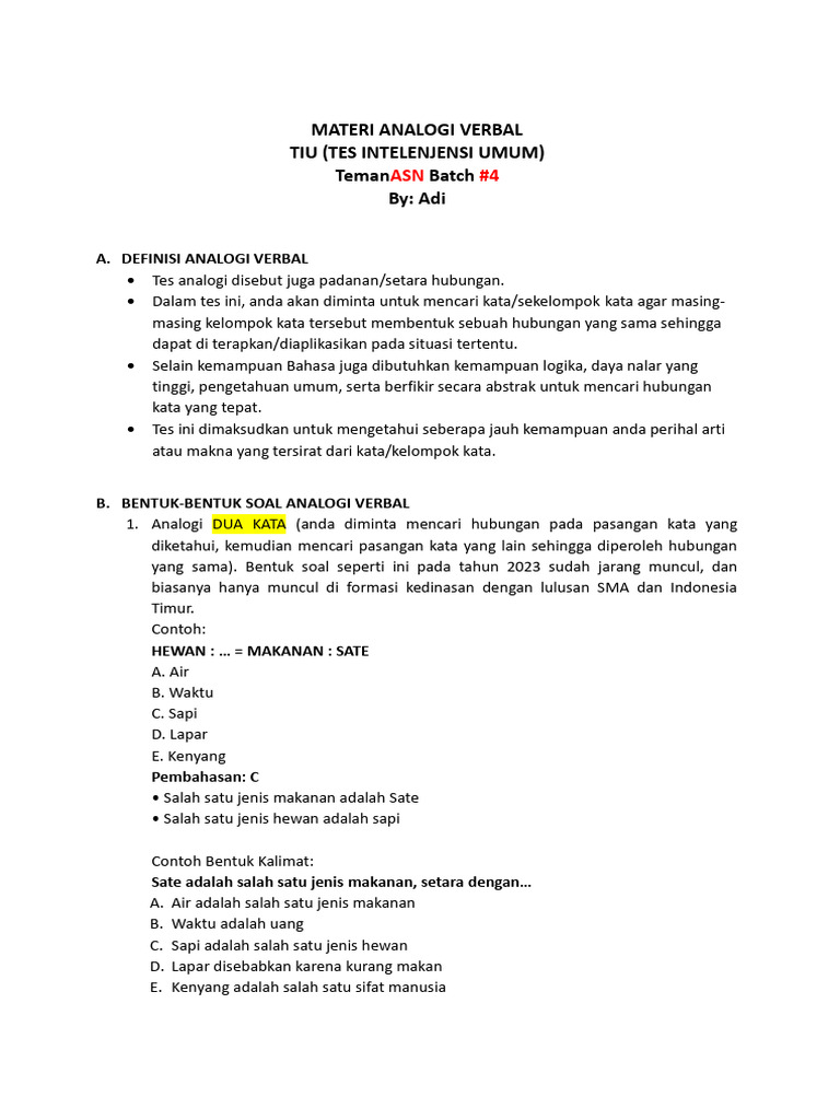 Tiu Analogi Verbal | PDF