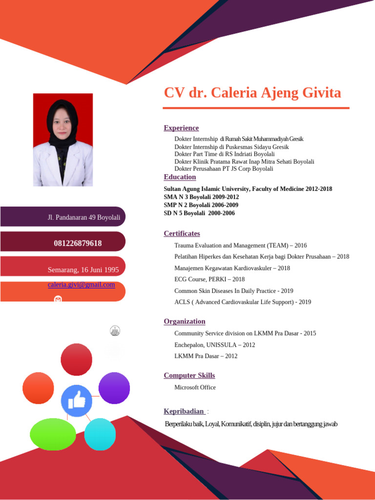 CV Dr. Caleria Ajeng Givita: Experience | PDF