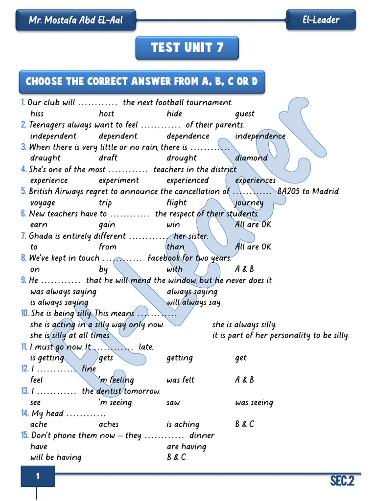 U7 Test - Sec 2 | PDF
