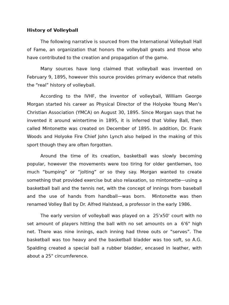 History of Volleyball, Rules and Regulations | PDF