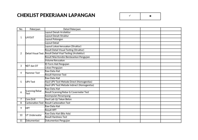 Checklist Pekerjaan Lapangan | PDF