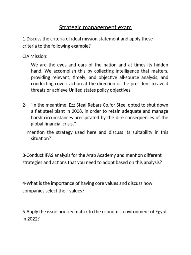Strategic Management Midterm Exam 2 | PDF