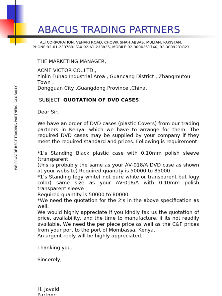 Abacus Trading Partners Letterhead | PDF