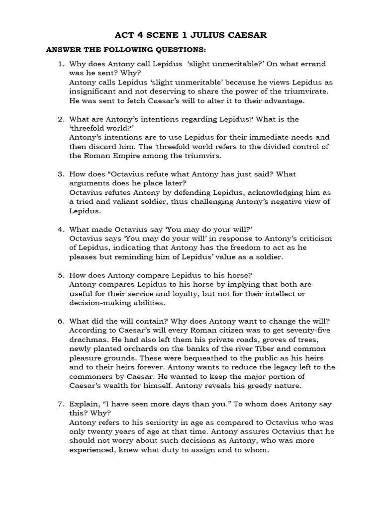 Act 4 Scene 1 Julius Caesar1722261285527 | PDF