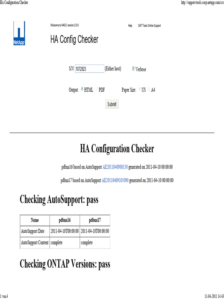 HA Config Check Pdbna16 Pdbna17 | PDF