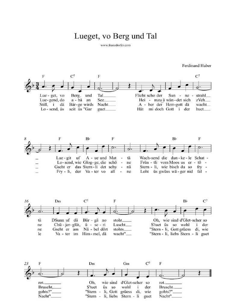 Lueget, Vo Berge Und Tal - Partitur-F | PDF