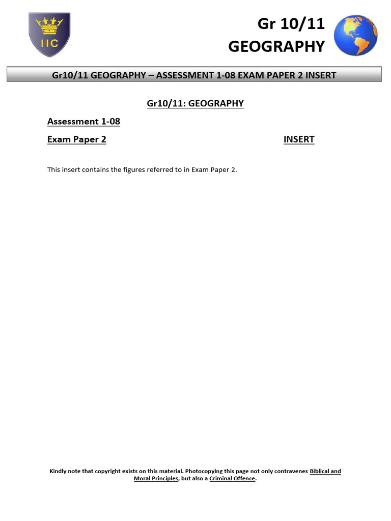 Geography Assessment 1-08 Exam Paper 2 Insert (1120) - 1 | PDF