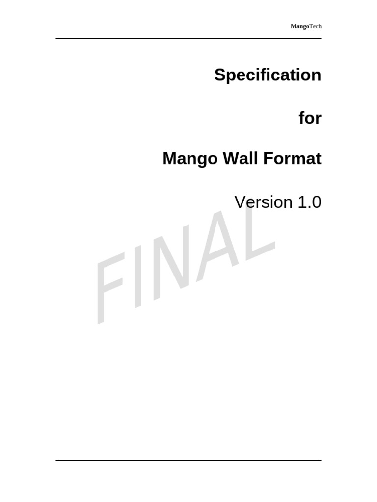 Specification For Mango Wall Format 1.0 | PDF