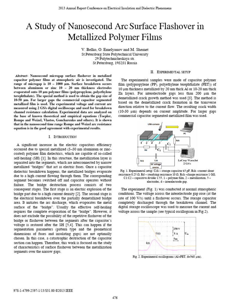 A Study of Nanosecond Arc Surface Flashover in MPP Film | PDF