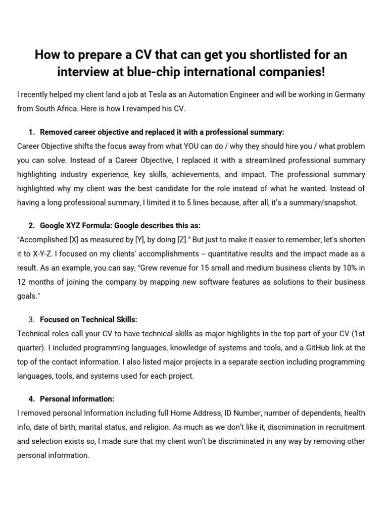 How To Prepare A CV That Can Get You Shortlisted For An Interview at ...
