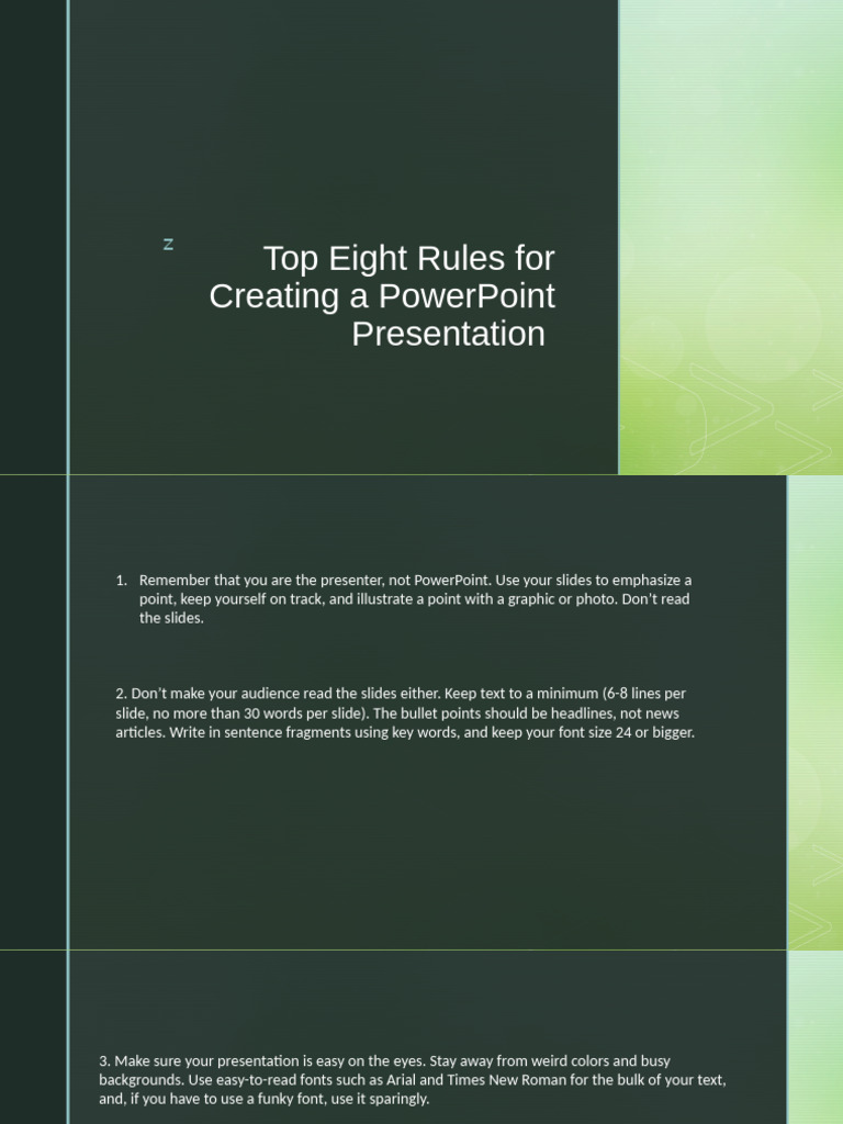 Top Eight Rules For Creating A PowerPoint Presentation | PDF
