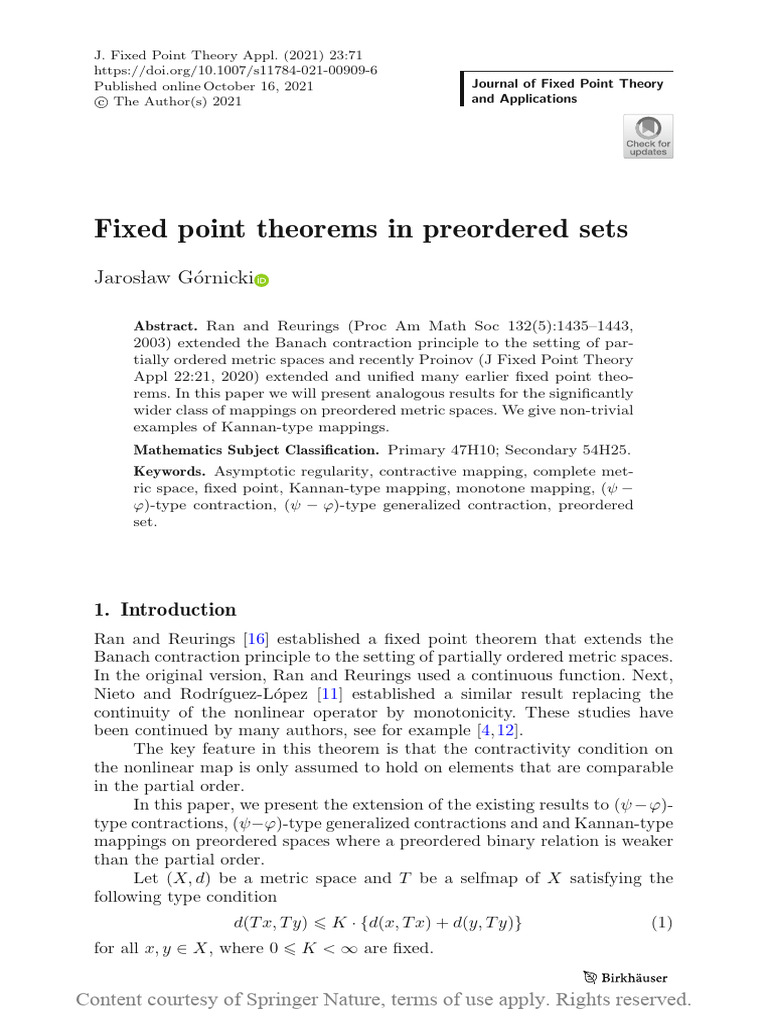 Fixed Point Theorems In Preordered Sets Pdf