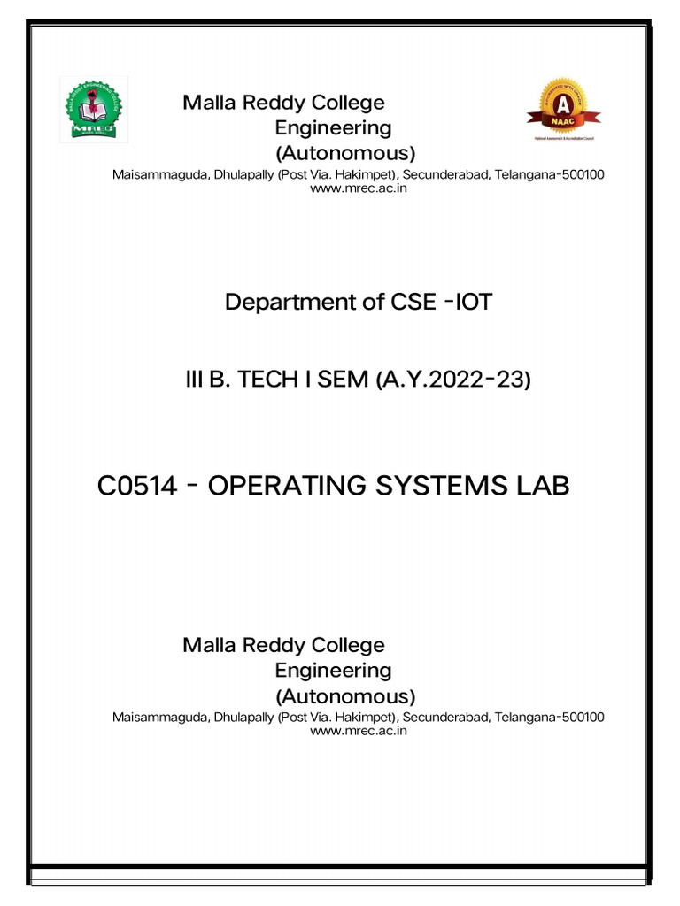 Operating Systems Lab-23-24 | PDF