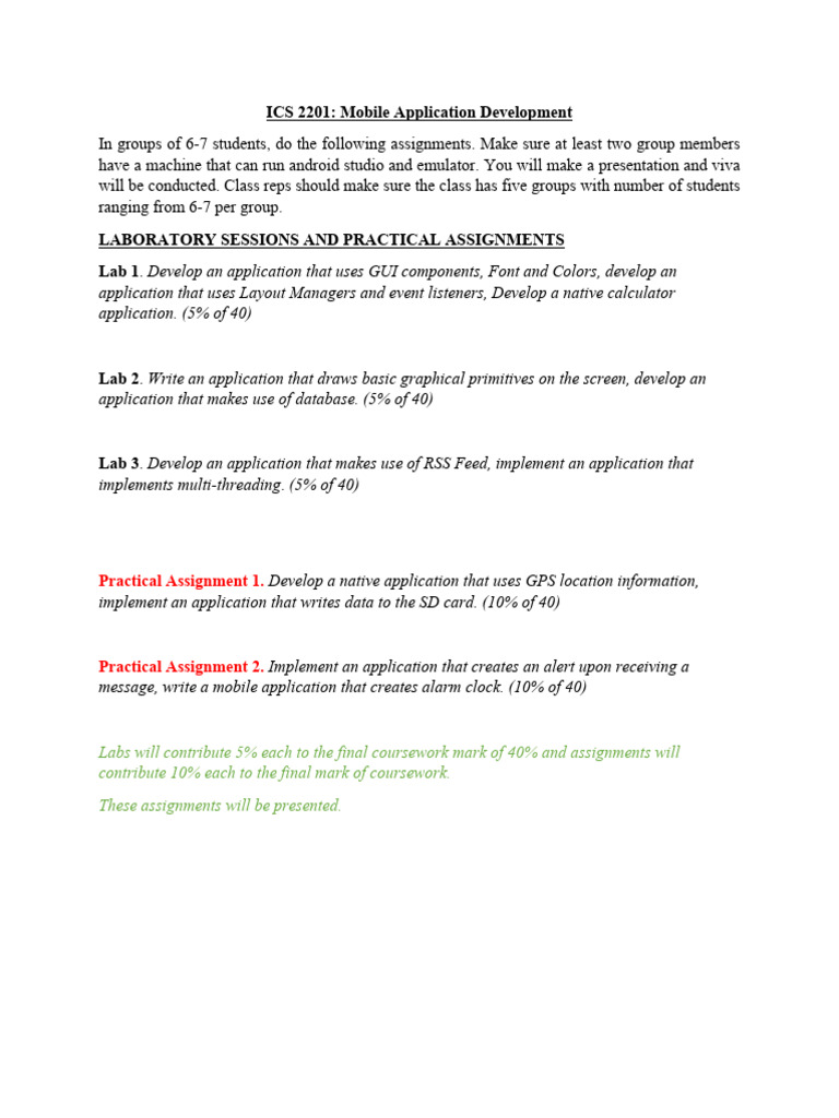 Laboratory Sessions and Practical Assignments | PDF | Art