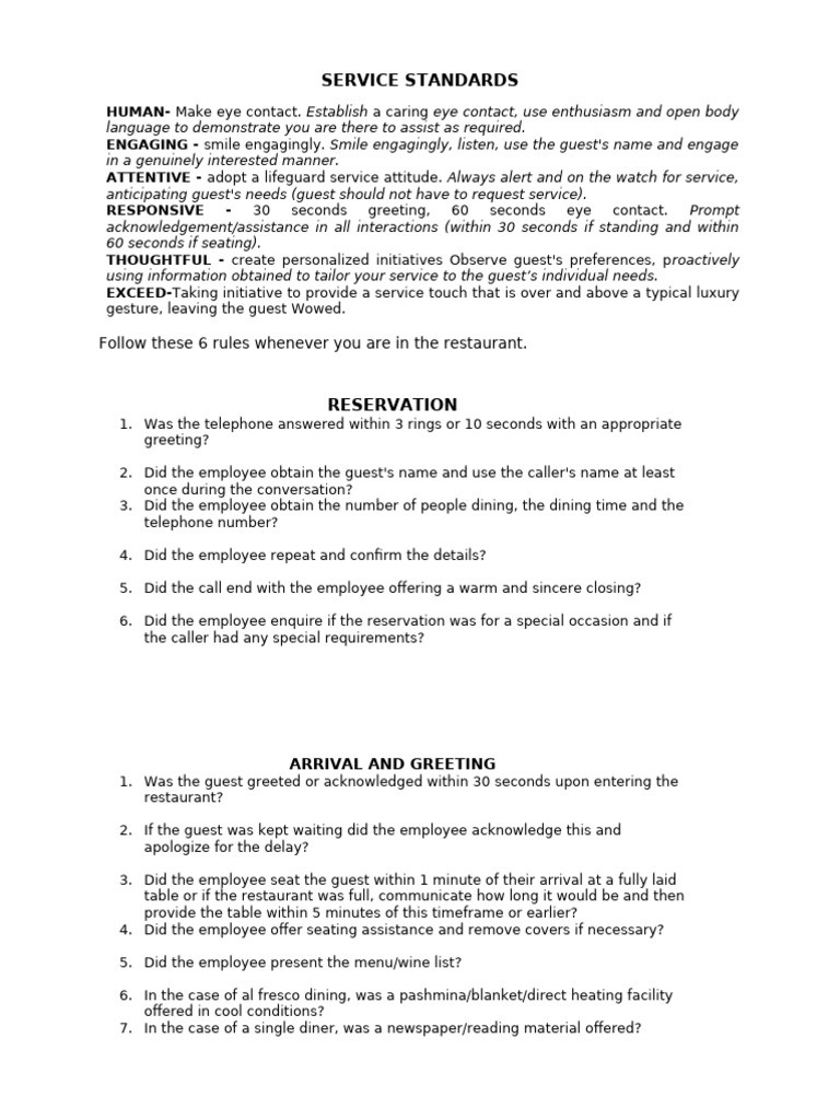 Service Standards and LQA | PDF