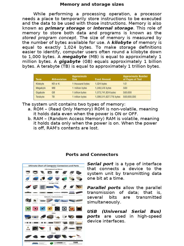 Memory and Storage Sizes | PDF
